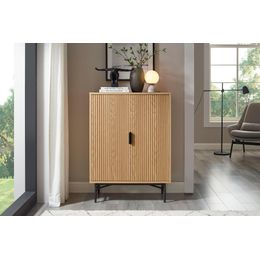 Kommode Salesfever Sideboards Gr. B/H/T: 80 cm x 110 cm x 40 cm, mit 4 Regalböden, beige (natur, schwarz) Eiche Echtholzfurnier