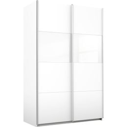 Schwebetürenschrank Rauch "Quadra BESTSELLER Schrank Schlafzimmerschrank in vielen Breiten" Schränke Gr. B/H/T: 136 cm x 210 cm x 62 cm, 2 St., weiß (weiß, weißglas) Kleiderschrank Garderobenschrank mit Glaselementen