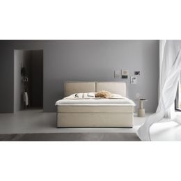 Boxbett "NIKITA", beige (cremewei&szlig;), B:141cm L:209cm, ATLANTIC HOME COLLECTION, Komplettbetten, bodentiefes Bett, wahlweise mit Matratze und Topper