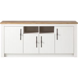 Spülenschrank KOCHSTATION "KS-Westminster" Schränke Gr. B/H/T: 204cm x 92cm x 60cm, weiß (pinie weiss dekor) im romantischen Landhausstil, Breite 204 cm