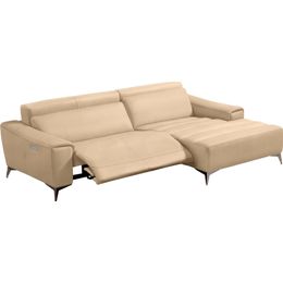 Ecksofa Egoitaliano "Suzette, Designsofa mit hohem Sitzkomfort", beige (champagner), B:266cm H:95cm T:163cm, Leder &raquo;BULL&laquo; (echtes Rindsleder). Geschliffenes, pigmentiertes und behandeltes Rindsleder mit einer Dicke von 1, 3-1, 5 mm. Dieses Leder zeigt eine ziemlich weiche Hand mit einem halb undurchsichtigen Aussehen. Es handelt sich um ein gesch&uuml;tztes Leder. Eine leichte Deckschicht sch&uuml;tzt sie v