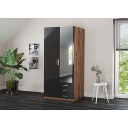 Kleiderschrank Priess "Amsterdam" Schränke Gr. B/H/T: 94 cm x 193 cm x 56 cm, ohne Beleuchtung, 2 St., schwarz (astkernbuche, schwarz) mit oder ohne LED-Beleuchtung