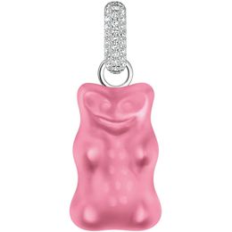 Ketten-Anhänger Thomas Sabo "THOMAS x HARIBO Schmuck: Großer Anhänger Goldbär" Schmuckanhänger Gr. Silber 925 (Sterlingsilber), 4,05 g, pink (silberfarben, pink, kristallweiß, kristallweiß) Damen mit Kristallglas, Zirkonia (synth.)