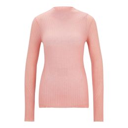 Strickpullover BOSS Orange "C_Fennon" Gr. L, pink (light, pastel 689) Damen Pullover in Rippenoptik