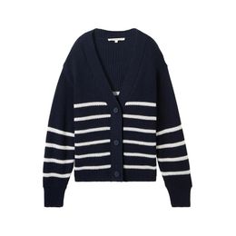 Tom Tailor Denim Strickjacke Damen Größe L navy / weiß