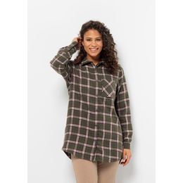 Flanellbluse Jack Wolfskin "MORGENLUFT SHIRT W" Gr. XS (34), grün (island, moss, 41) Damen Blusen