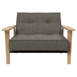 Sessel INNOVATION LIVING TM "Splitback, Multifunktion, Loungesessel, Relaxstuhl, Fernsehsessel" Gr. Webstoff fein FLASHTEX, B/H/T: 112cm x 79cm x 99cm, grau (darkgrey) Relaxsessel mit verstellbarer Rückenlehne, Armlehne aus massiver Eiche