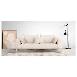 Guido Maria Kretschmer Home & Living 3-Sitzer GUIDO MARIA KRETSCHMER HOME & LIVING "JANTE" Sofas Gr. B/H/T: 235cm x 85cm x 105cm, Velours, beige (creme) mit chromfarbenen Füßen