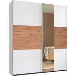 Schwebetürenschrank Rauch "Kleiderschrank Schrank Garderobe ASTANA mit leichtgängigen Türen" Schränke Gr. B/H/T: 175 cm x 210 cm x 58 cm, 2 St., weiß (weiß, eiche artisan) inkl. 2 Stoffboxen sowie Metallgriffleisten TOPSELLER MADE IN GERMANY