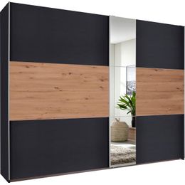 Schwebetürenschrank Rauch "Kleiderschrank Schrank Garderobe ASTANA mit leichtgängigen Türen" Schränke Gr. B/H/T: 261 cm x 210 cm x 58 cm, 2 St., grau (grau, metallic, eiche artisan) inkl. 2 Stoffboxen sowie Metallgriffleisten TOPSELLER MADE IN GERMANY