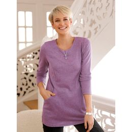 WITT Damen Langarmshirt in angerauter Qualit&auml;t, violett-schwarz-meliert, Gr&ouml;&szlig;e 38