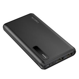 Logilink Powerbank PA0311 schwarz, 8000 mAh, 2x USB-A, 2-in-1-Kabel