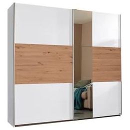 Schwebetürenschrank Rauch "Kleiderschrank Schrank Garderobe ASTANA mit leichtgängigen Türen" Schränke Gr. B/H/T: 218cm x 210cm x 58cm, 2 St., weiß (weiß/eiche artisan) inkl. 2 Stoffboxen sowie Metallgriffleisten TOPSELLER MADE IN GERMANY