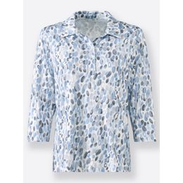 WITT Damen Poloshirt mit Bio-Baumwolle, eisblau-steingrau-bedruckt, Gr&ouml;&szlig;e 54