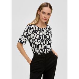 s.Oliver - Gemusterte Bluse mit Falten-Details, Damen, schwarz|weiß, Größe 34