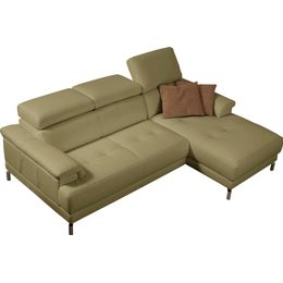 Ecksofa Egoitaliano "Soul, Design und Sitzkomfort auf hohem Niveau, tolle Details, L-Form", gr&uuml;n (pistazie), B:250cm H:99cm T:166cm, Leder &raquo;BULL&laquo; (echtes Rindsleder). Geschliffenes, pigmentiertes und behandeltes Rindsleder mit einer Dicke von 1, 3-1, 5 mm. Dieses Leder zeigt eine ziemlich weiche Hand mit einem halb undurchsichtigen Aussehen. Es handelt sich um ein gesch&uuml;tztes Leder. Eine leichte D