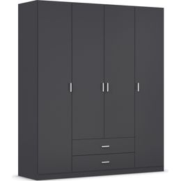 Drehtürenschrank Rauch "Kleiderschrank Schrank Garderobe Wäscheschrank GAMMA in 3 Breiten" Schränke Gr. B/H/T: 181 cm x 210 cm x 54 cm, 4 St., grau (graumetallic) mit 6 Schubladen, in schlichtem Design TOPSELLER MADE IN GERMANY