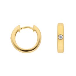 Adelia´s Paar Creolen ADELIA´S "333 Gold Ohrringe mit Zirkonia Ø 13,6 mm" Gr. Damen, Gelbgold 333, goldfarben (gold) Damen mit Zirkonia Goldschmuck für