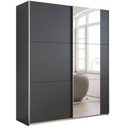 Schwebetürenschrank Rauch "Kleiderschrank Drehtürenschrank Schrank Garderobe KRONACH TOPSELLER", grau (graumetallic), B:175cm H:210cm T:59cm, Holzwerkstoff, Schränke, mit Spiegel und viel Stauraum, Metallgriffleisten, MADE IN GERMANY