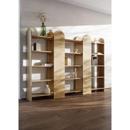 Bücherregal TemaHome "Venice, Offenes elegantes Designregal, 5 Ablagen, Höhe 175 cm" Regale Gr. B/H/T: 112 cm x 175 cm x 34 cm, 4 St., braun (helle eiche) mit abgerundete Aussenseiten, verstecktem Stauraum