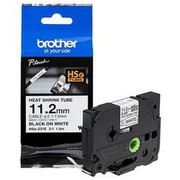 Brother Schrumpfschlauch HSe-231E HSE231E, 11,2 mm schwarz auf weiß