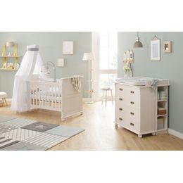 Lüttenhütt Babyzimmer-Komplettset LÜTTENHÜTT "Aimo, luxoriöser Landhausstil, Messinggriffe" Gr. Kinderbett & Wickelkommode, B/H: 70 cm x 140 cm, weiß Baby Schlafzimmermöbel-Sets aus Massivholz; FSC-Holz gewissenhaft bewirtschafteten Wäldern