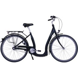 Cityrad HAWK Bikes "City Comfort Premium Black" Fahrräder Gr. 42 cm, 26 Zoll (66,04 cm), schwarz für Damen und Herren