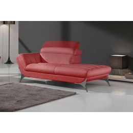 Recamiere Egoitaliano "Sueli, extravagantes Design und erstklassiger Sitzkomfort", rot, B:180cm H:100cm T:110cm, Leder »NUVOLE« (Echtes Rindsleder). Halbnatürliches, halbnarbiges Rindsleder mit einer natürlichen Körnung von 1, 2 bis 1, 4 mm. Dieses Leder hat eine weiche, wachsartige Hand mit mattem Aussehen und einem Wolkeneffekt. Es handelt sich um ein Naturleder, das die ursprünglichen Eigenscha