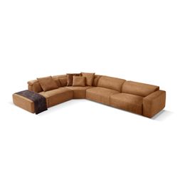 Ecksofa Egoitaliano "Beverly, extravangantes Designsofa mit erstklassigem Sitzkomfort", grau (opal grau), B:378cm H:95cm T:282cm, Luxus-Micofaser Lederoptik (100% Polyester) ist ein neues technisches Gewebe mit einem visuellen und taktilen Aspekt, der dem Nubuk sehr nahe kommt, mit innovativen Eigenschaften. Seine au&szlig;erordentliche Weichheit kommt von einem exklusiven Produktionsprozess, der Unrein