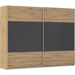 Schwebetürenschrank Rauch "Kleiderschrank Schrank Garderobe BARCELONA" Schränke Gr. B/H/T: 271 cm x 210 cm x 62 cm, 2 St., grau (eiche artisan, graumetallic) in modernem Farbmix mit viel Stauraum MADE IN GERMANY