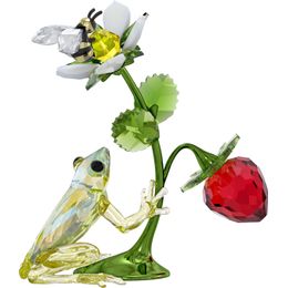 Dekofigur Swarovski "Kristallfigur Sammelfigur Idyllia Frosch, Biene und Erdbeere, 5667599" Dekofiguren Gr. B/H: 5,4 cm x 8,3 cm, Frosch, Biene und Erdbeere, bunt (grün, rot, kristallweiß, gelb, goldfarben, weiß, schwarz) Swarovski Kristall