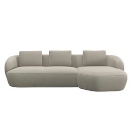 Wohnlandschaft FLEXLUX "Torino, rund, L-Form, Sofa-Ecke mit Recamiere, Longchair-Sofa", beige (natural), B:276cm H:85cm T:146cm, Sofas, Wohnlandschaft, Modernes, organisches Sofa-Design, Kaltschaum, Wellenunterfederung