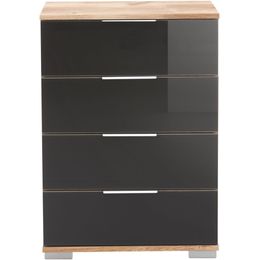 Nachtkommode wimex "Easy" Sideboards Gr. B/H/T: 52 cm x 74 cm x 38 cm, 4, grau (plankeneichefarben, grauglas)