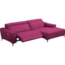 Ecksofa Egoitaliano "Suzette, Designsofa mit hohem Sitzkomfort", pink (fuchsia), B:266cm H:95cm T:163cm, Sofas, Ecksofa, mit Recamiere, inkl. 1 elektronischen Relaxfunktion, L-Form