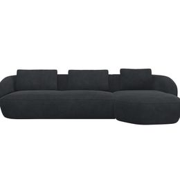 Wohnlandschaft FLEXLUX "Torino, rund, L-Form, Sofa-Ecke mit Recamiere, Longchair-Sofa", grau (anthrazit grau), B:307cm H:85cm T:146cm, 100% Polyester, Sofas, Wohnlandschaft, Modernes, organisches Sofa-Design, Kaltschaum, Wellenunterfederung