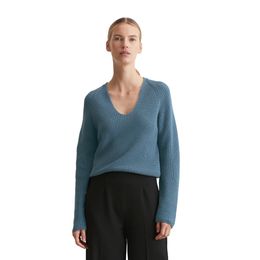 Marc O'Polo Strickpullover MARC O'POLO "aus softem Baumwoll-Garn" Gr. L, blau Damen Pullover