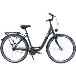 Cityrad HAWK Bikes "City Wave Easy Black" Gr. 46, schwarz, Fahrräder, 46cm, 28 Zoll (71,12cm), für Damen und Herren