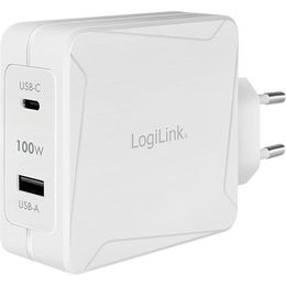 Logilink USB-Lader PA0281, 2-fach, 1x USB-C (PD), 1x USB-A, GaN, 100 W