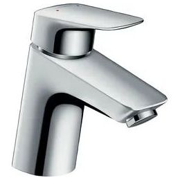 Waschtischarmatur Hansgrohe "Logis" Armaturen Gr. H/T: 13,8cm x 16cm, silberfarben (chrom) 7cm, für Niederdruck mit Push-Open Ablaufgarnitur