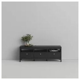 TV-Bank Home Affaire "Madrid, TV-Möbel, Fernsehtisch, TV-Unit, Media-Möbel, Sideboard" Sideboards Gr. B/H/T: 151,2cm x 54,1cm x 38,4cm, 3 St., schwarz (schwarz matt) mit 3 Schubladen und offenen Fächern, Breite 151 cm, Höhe 54 cm