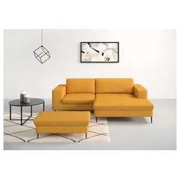 Ecksofa DOMO collection "Modica L-Form" Sofas Gr. B/H/T: 244cm x 83cm x 173cm, Struktur, Recamiere rechts, gelb (curcuma) moderne Optik mit großzügiger RecamiÃ ̈re, auch in Cord