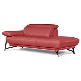 Ottomane Egoitaliano "Anais, Designsofa mit hohem Sitzkomfort, Designfuß" Sofas Gr. B/H/T: 179cm x 74cm x 106cm, Leder NUVOLE, Ottomane rechts, Armlehne links, rot Solitärmöbel als Blickfang, inkl. verstellbarer Kopfstützen