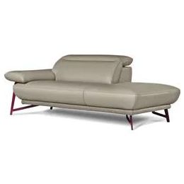 Ottomane Egoitaliano "Anais, Designsofa mit hohem Sitzkomfort, Designfuß" Sofas Gr. B/H/T: 179cm x 74cm x 106cm, Leder CAREZZA, Ottomane rechts, Armlehne links, grau Solitärmöbel als Blickfang, inkl. verstellbarer Kopfstützen