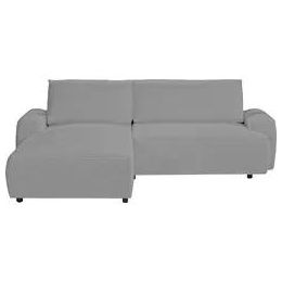 Ecksofa exxpo - SOFA FASHION "Gato, Designsofa mit hohem Sitzkomfort, L-Form" Sofas Gr. B/H/T: 270cm x 93cm x 179cm, Flachgewebe, Recamiere links, mit Bettfunktion und Bettkasten, grau (dunkelgrau) inklusive Bettfunktion und Bettkasten