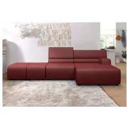 Ecksofa Egoitaliano "Babouche, Designsofa mit außergewöhnlichem Sitzkomfort zum Wohlfühlen" Sofas Gr. B/H/T: 384cm x 80cm x 98cm, Leder BULL, Recamiere rechts, rot (kirschrot)