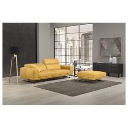 2,5-Sitzer Egoitaliano "Gloria, super bequem und hochwertige Verarbeitung, edles Design" Sofas Gr. B/H/T: 236cm x 96cm x 109cm, Leder BULL, gelb beidseitig verstellbare Rückenelemente, mit Metallfüßen