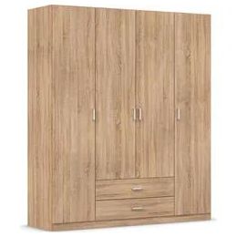 Drehtürenschrank Rauch "Kleiderschrank Schrank Garderobe Wäscheschrank GAMMA in 3 Breiten" Schränke Gr. B/H/T: 181 cm x 210 cm x 54 cm, 4 St., braun (eiche sonoma) mit 6 Schubladen, in schlichtem Design TOPSELLER MADE IN GERMANY