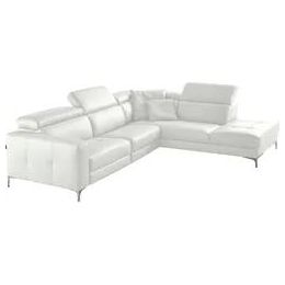 Ecksofa Egoitaliano "Matt, hoher Sitzkomfort und aufwendige Detailverarbeitung, L-Form" Sofas Gr. B/H/T: 285cm x 100cm x 221cm, Leder BULL, Ottomane rechts, weiß mit Ottomane, inkl. verstellbarer Kopfteile zum Relaxen