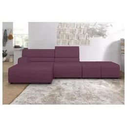 Ecksofa Egoitaliano "Babouche, Designsofa mit außergewöhnlichem Sitzkomfort zum Wohlfühlen" Sofas Gr. B/T: 384cm x 98cm, Leder NUVOLE, Recamiere links, lila (violett)