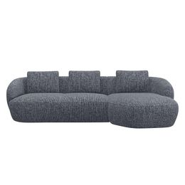 Wohnlandschaft FLEXLUX "Torino, rund, L-Form, Sofa-Ecke mit Recamiere, Longchair-Sofa", grau (granite grau), B:276cm H:85cm T:146cm, Sofas, Wohnlandschaft, Modernes, organisches Sofa-Design, Kaltschaum, Wellenunterfederung